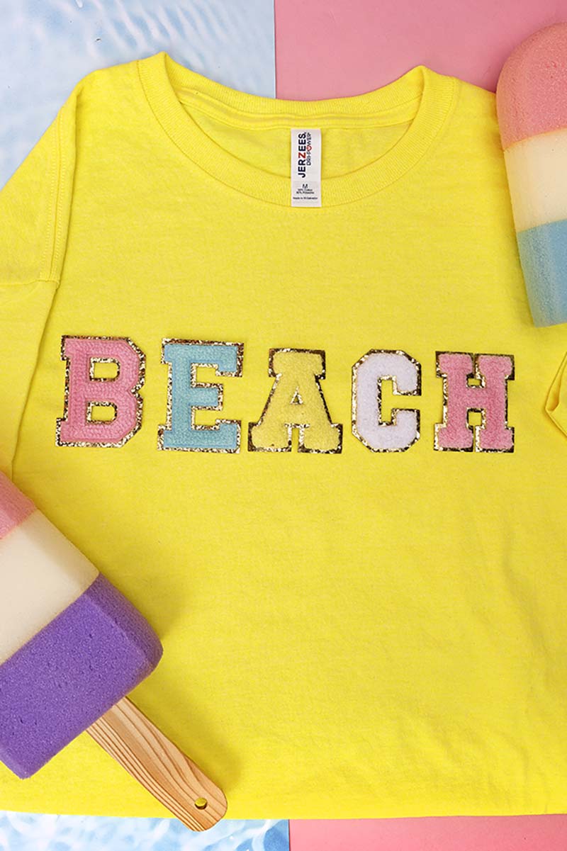 Colorful Beach Chenille Patch Dri-Power 50/50 Tee | Wholesale Accessory Market