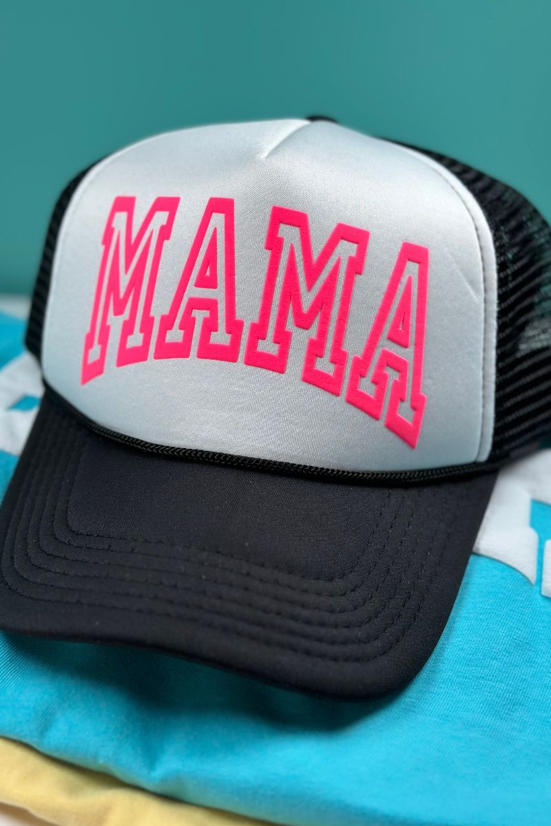 Hot Pink Mama Varsity Puff Vinyl Foam Mesh Back Trucker Cap | Wholesale ...