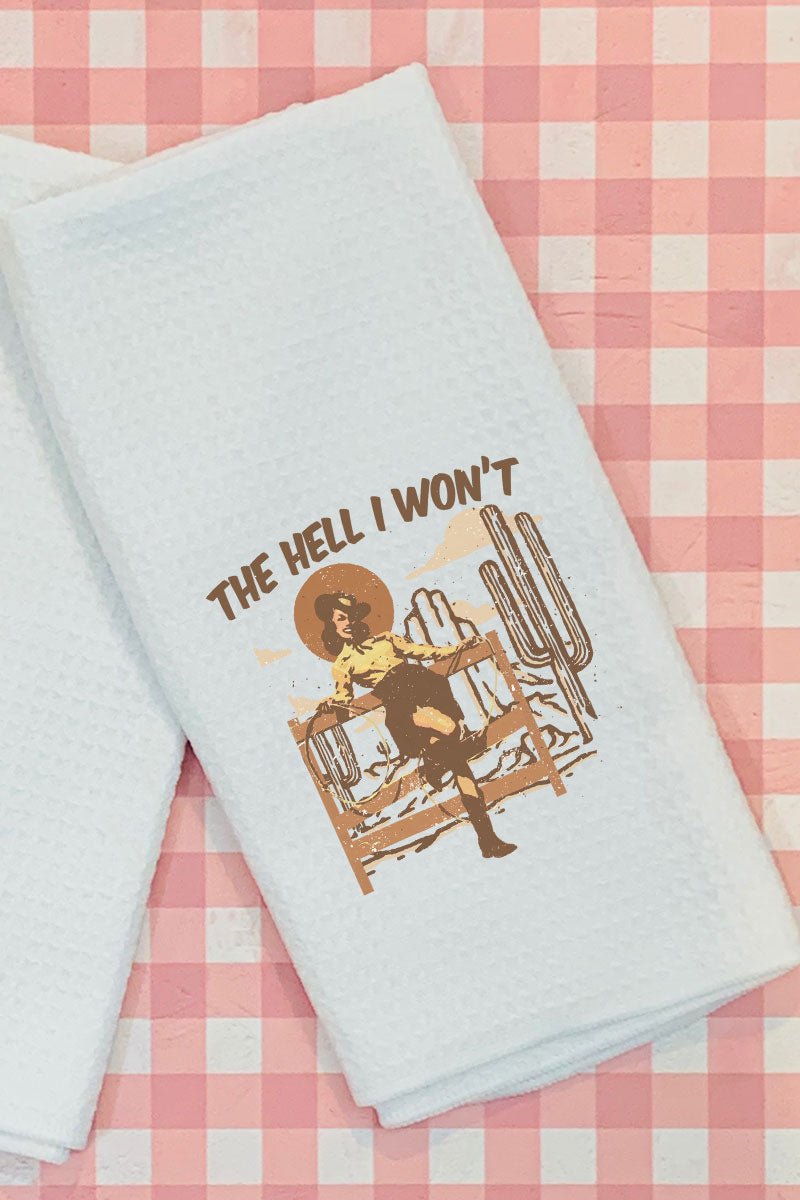 Cowgirl The Hell I Won't Waffle Kitchen Towel | Wholesale Accessory Market