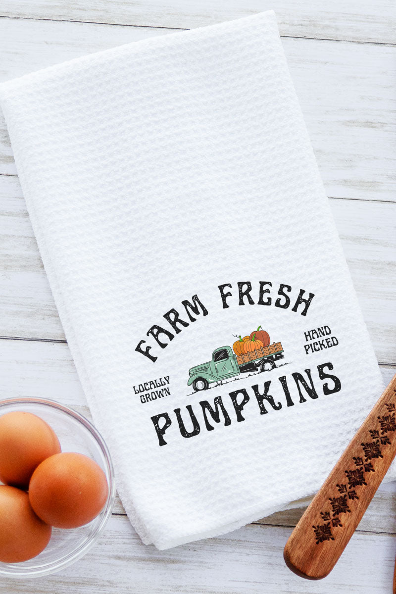 Farm Fresh Pumpkins Waffle Kitchen Towel | Wholesale Accessory Market