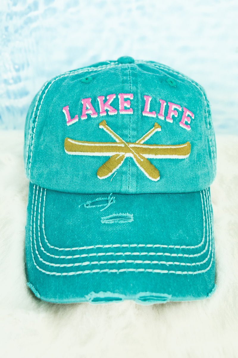Distressed Turquoise 'Lake Life' Cap | Wholesale Accessory Market