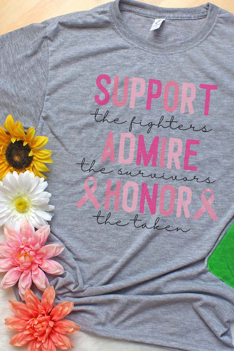 Support Admire Honor Pink Ribbon Unisex Dri-Power Poly Tee | Wholesale ...