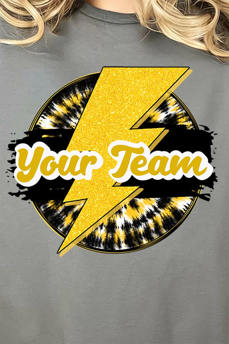 Tie Dye Bolt Black And Yellow Short Sleeve Relaxed Fit T-Shirt ...