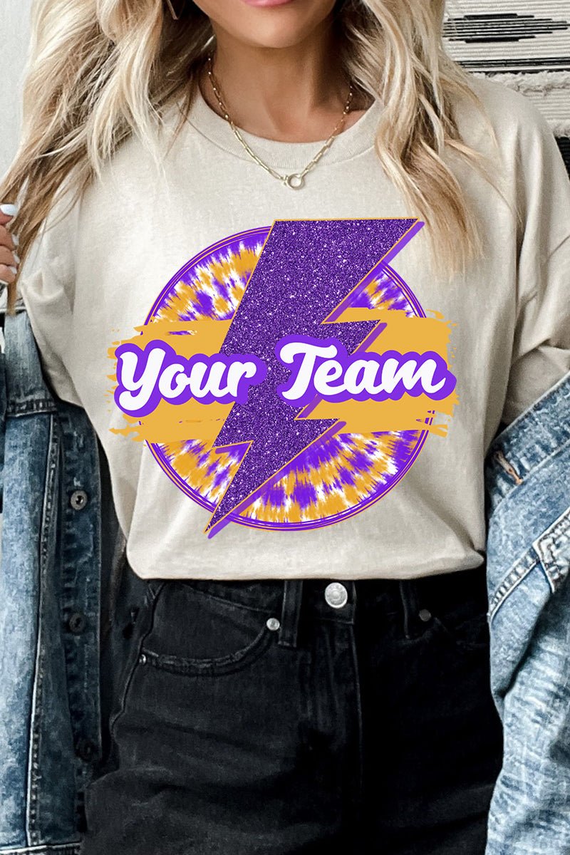 Tie Dye Bolt Purple And Gold Short Sleeve Relaxed Fit T-Shirt ...