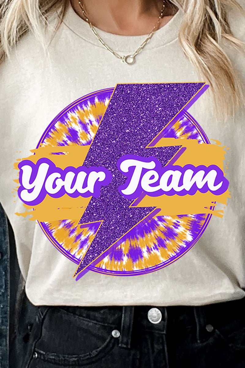 Tie Dye Bolt Purple And Gold Short Sleeve Relaxed Fit T-Shirt ...
