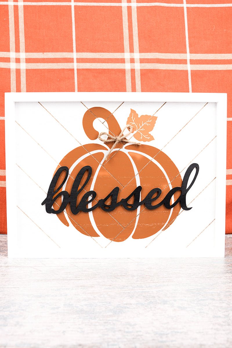 9 x 12 'Blessed' Fall Pumpkin Wall Sign | Wholesale Accessory Market