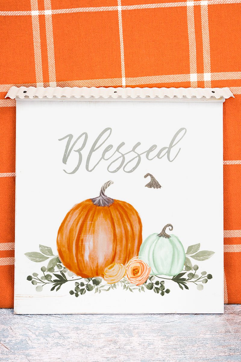 12 x 11.75 'Blessed' Fall Harvest Pumpkin Wall Sign | Wholesale ...