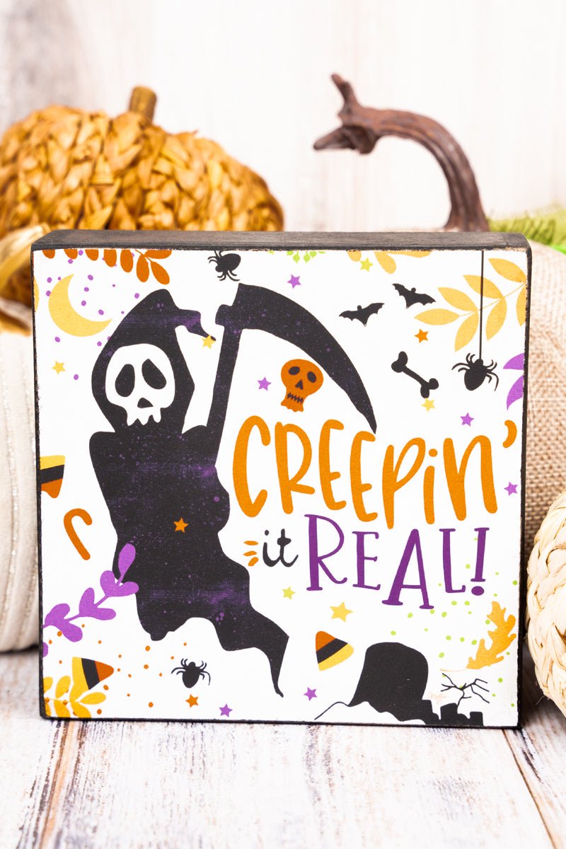 5 x 5 'Creepin' It Real!' Halloween Tabletop Box Sign | Wholesale ...