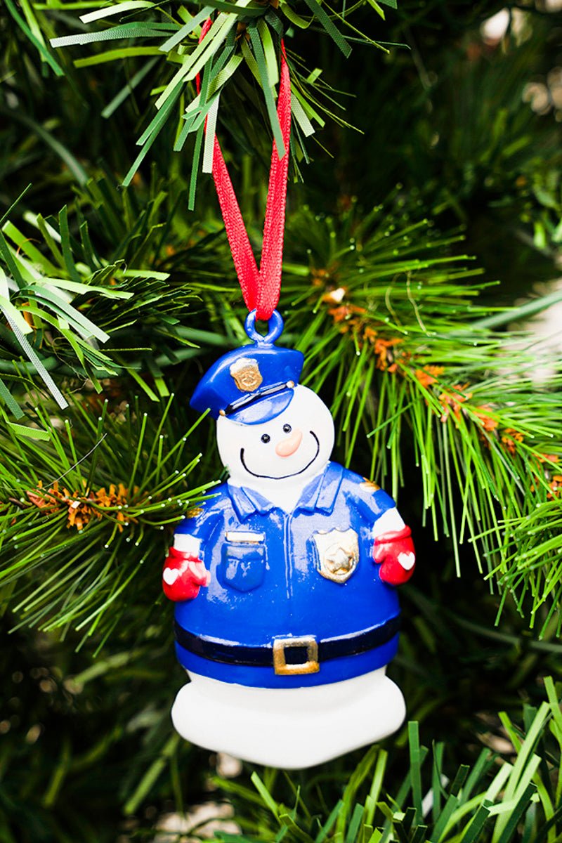 3.25 x 2 Snowman Police Officer Resin Ornament | Wholesale Accessory Market