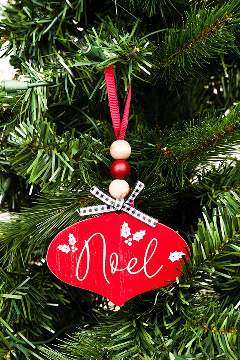 4.75 x 4 Noel Wood Bauble Ornament Wholesale Accessory Market